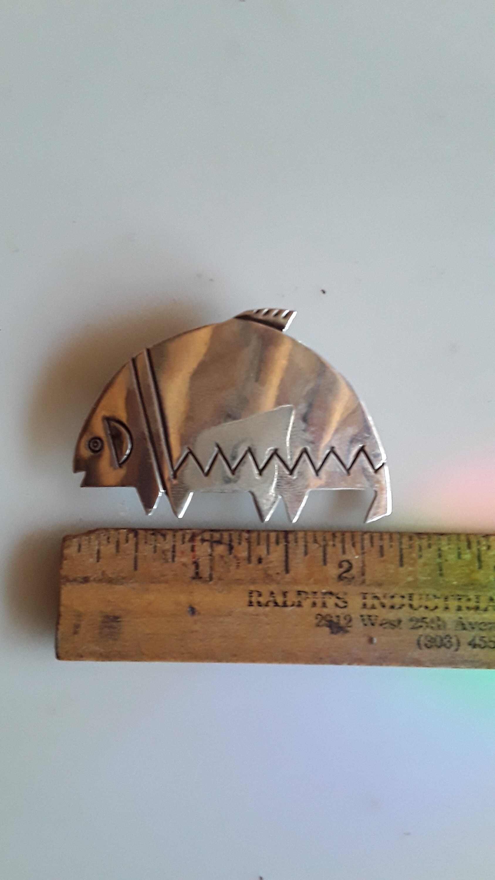 Mimbres Sterling Silver Fish Pin - Etsy