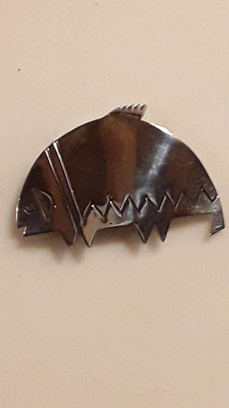 Mimbres Sterling Silver Fish Pin - Etsy