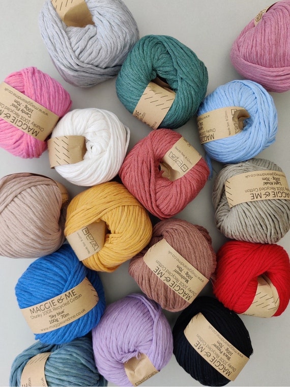 Chunky Cotton Yarn. 100 Recycled. 100g Ball Choice of 16 Colours Etsy UK