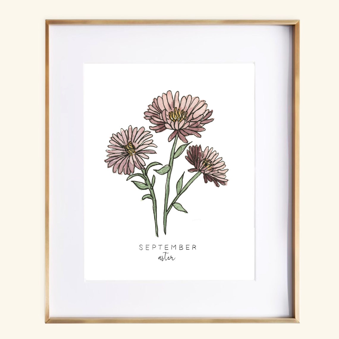 September Birth Flower Print, September Birth Month Flower, Asters ...