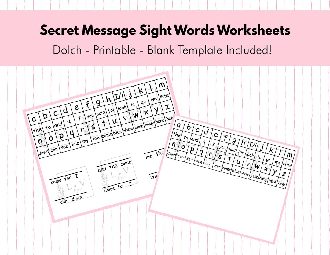 Dolch Sight Word Secret Message Activity Printable Elementary School ...