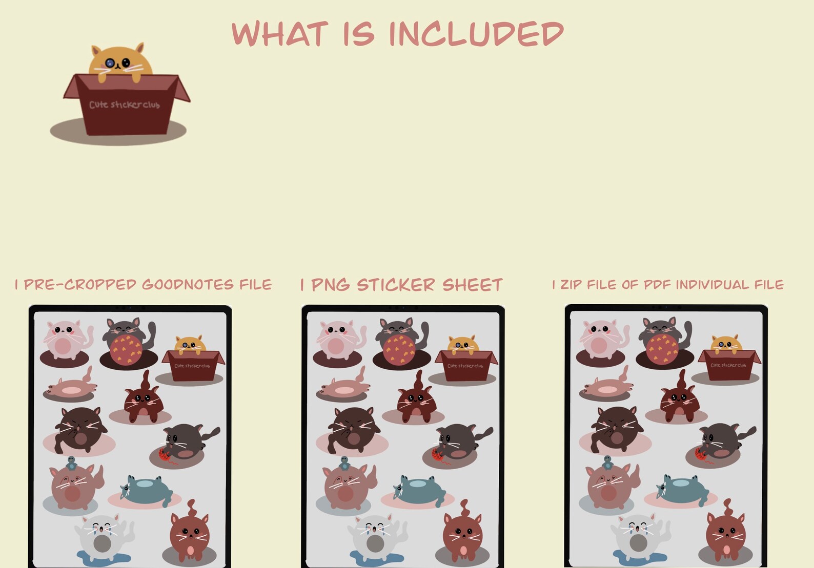 Cute Cat Digital Stickers / Goodnotes Stickers / Digital Notebook ...