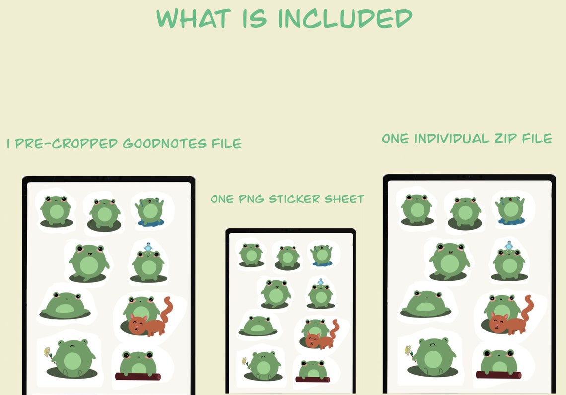 Cute Frog Stickers , PNG , PDF , Goodnote Sticker, Digital Frog ...