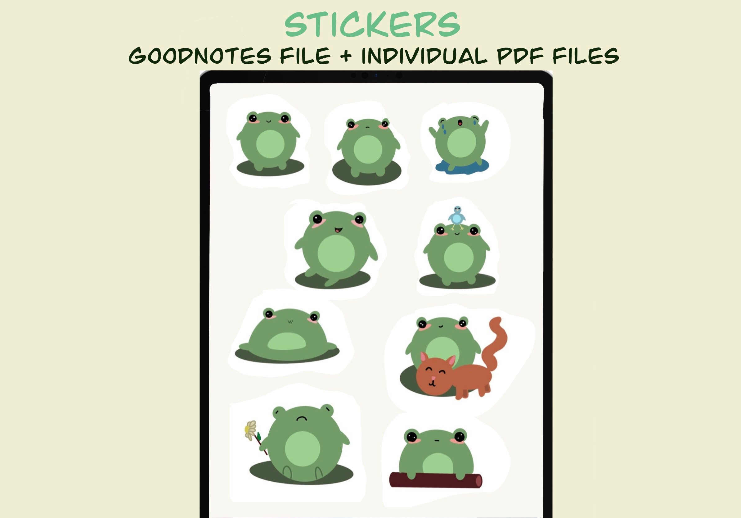 Cute Frog Stickers , PNG , PDF , Goodnote Sticker, Digital Frog ...