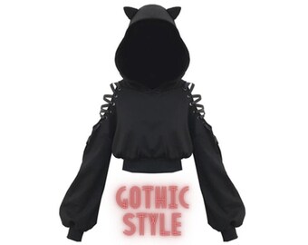 Cat Ear Gothic Hoodie | Etsy