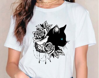 Cat Art T Shirt | Etsy