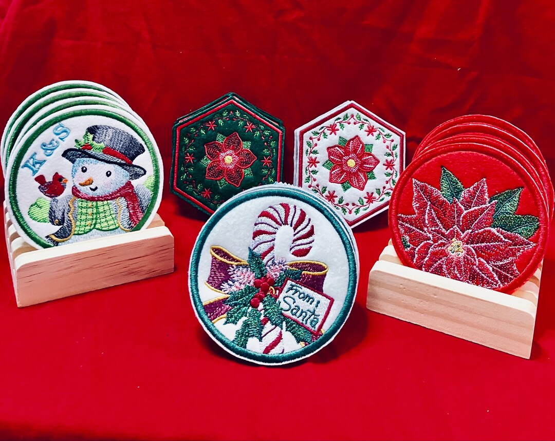 Personalized Embroidered Coasters - Etsy