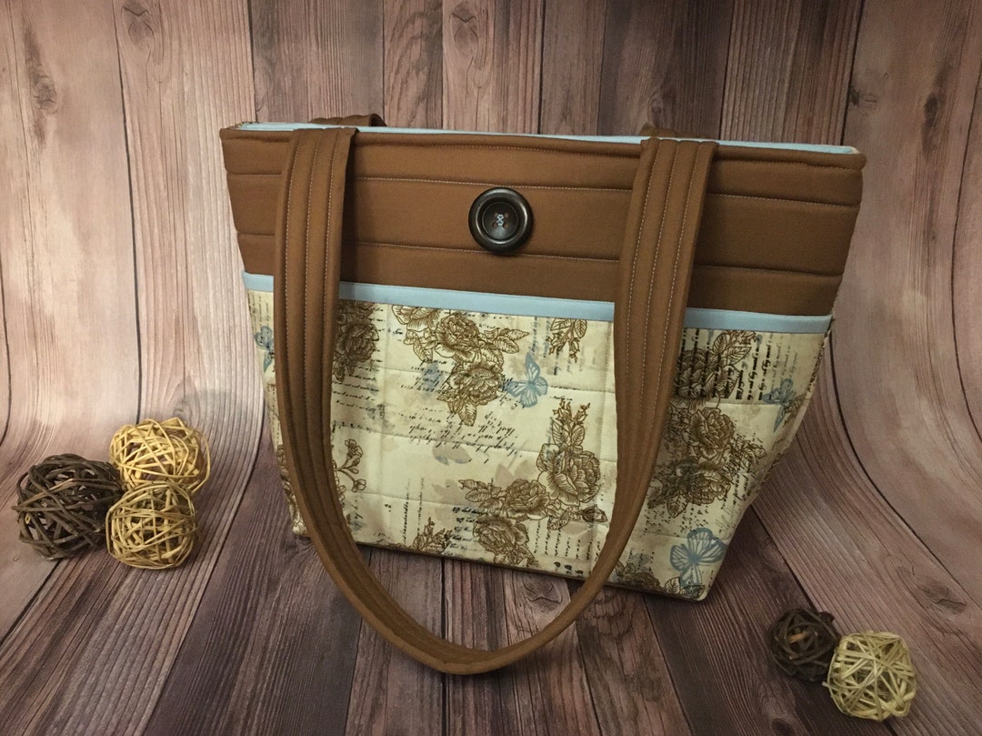 Simply Beautiful Blue Butterfly Brown Rose Script Purse Tote - Etsy