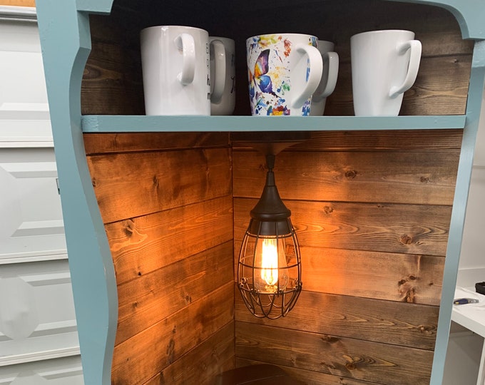 Light Blue Farmhouse Corner Coffee Bar - Etsy
