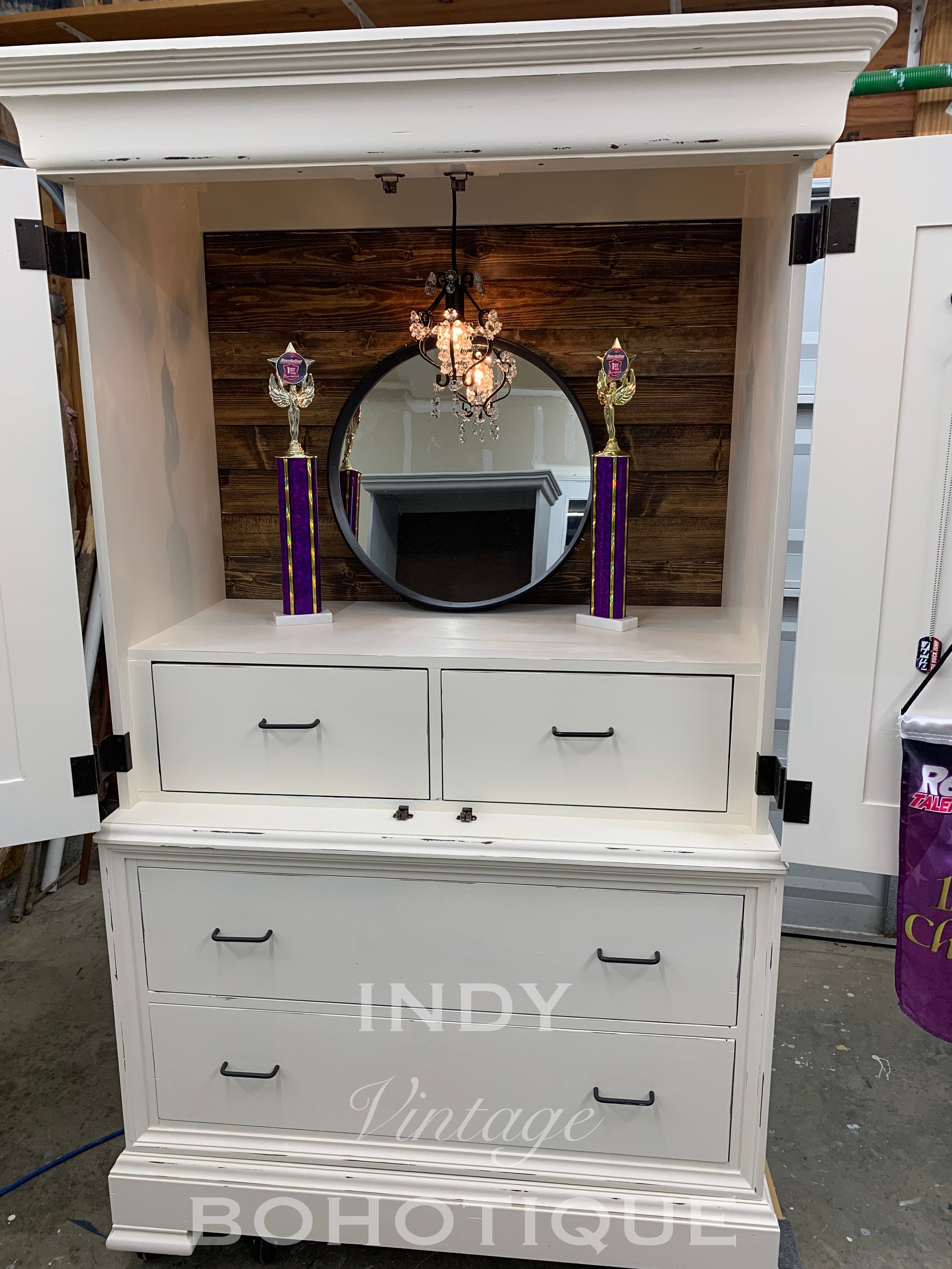 SOLD! Antique Off-white Armoire/dresser/cabinet With Vintage DANCER ...