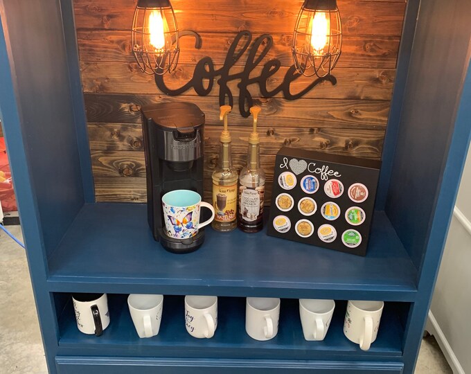 Deep Blue Farmhouse Coffee Bar Cabinet, Beverage Bar, Wine Bar - Etsy