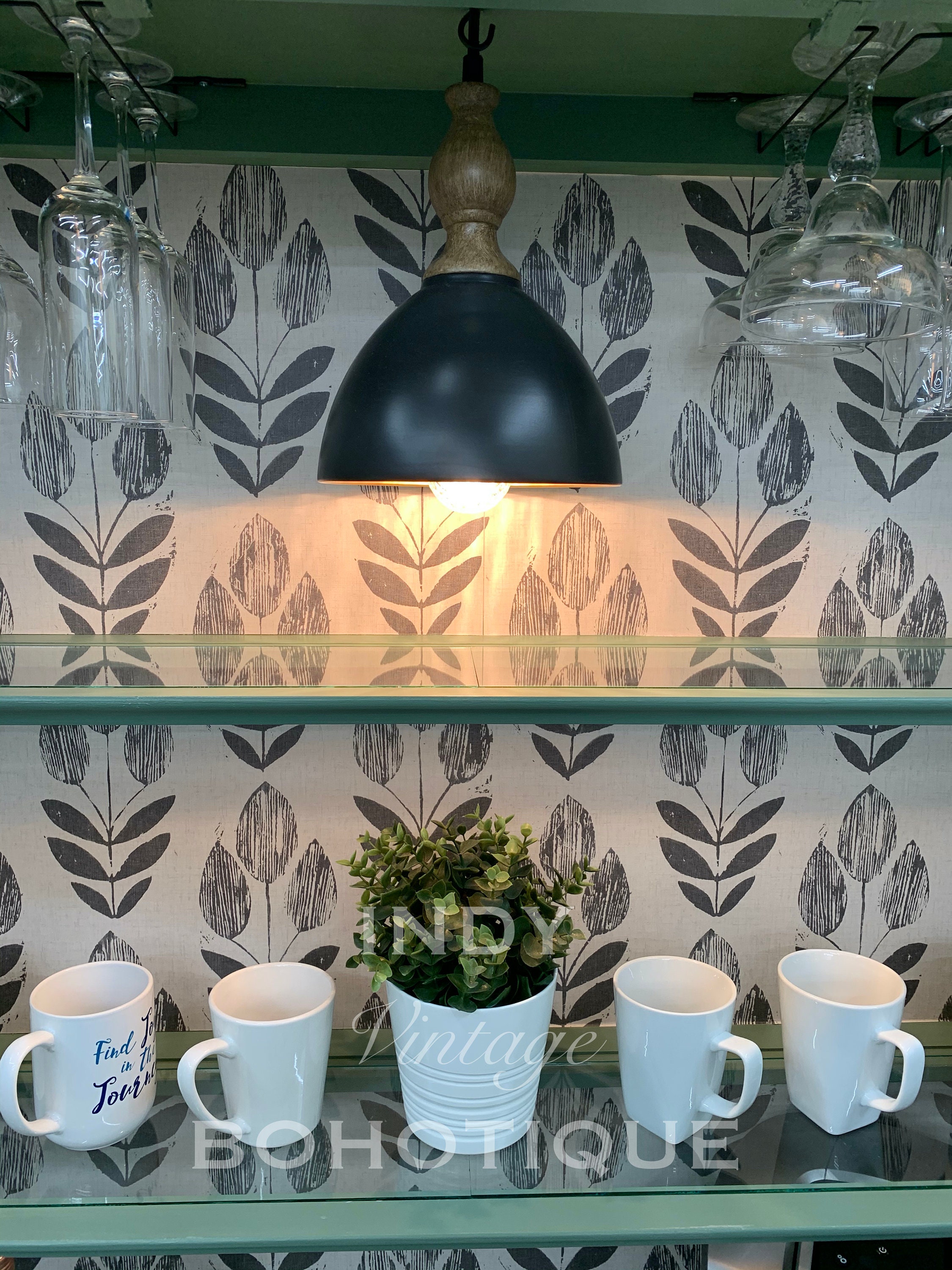 SOLD! Custom Modern Light Green Hutch Coffee/wine Bar, Beverage Bar ...