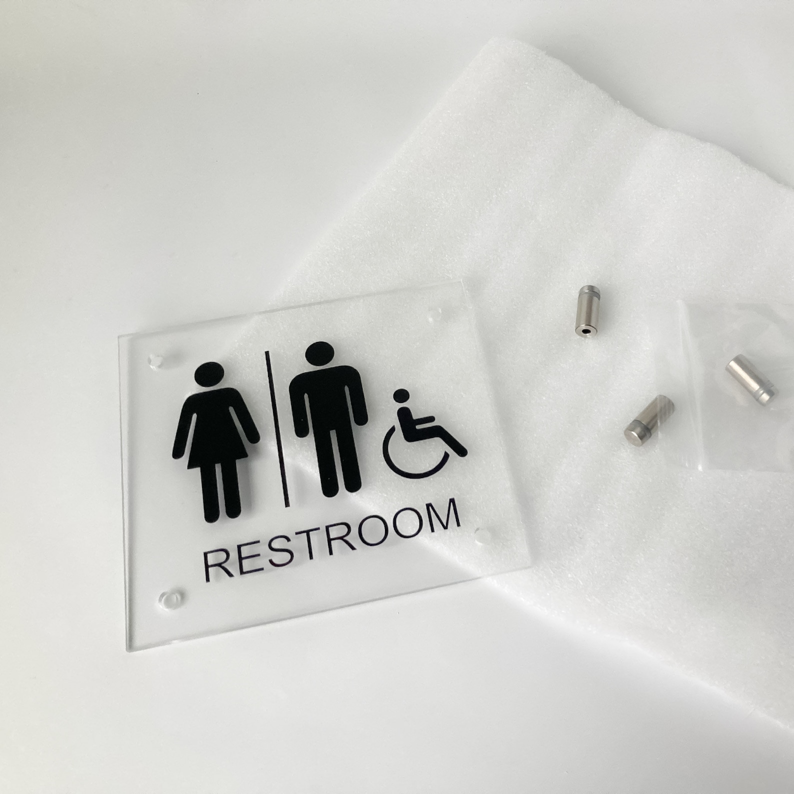 Acrylic Restroom Sign for Washroom Doors With Stand off Toliet Sign - Etsy