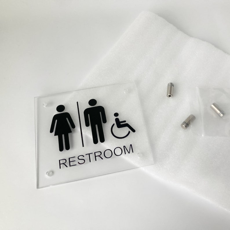 Acrylic Restroom Sign for Washroom Doors With Stand off Toliet Sign - Etsy