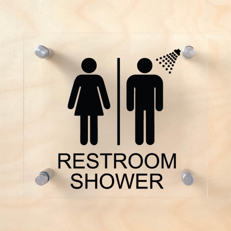 Acrylic Restroom Sign for Washroom Doors With Stand off Toliet Sign - Etsy