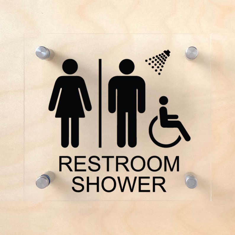 Acrylic Restroom Sign for Washroom Doors With Stand off Toliet Sign - Etsy