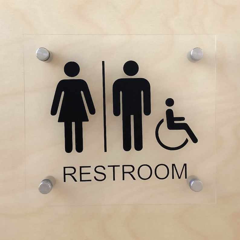 Acrylic Restroom Sign for Washroom Doors With Stand off Toliet Sign - Etsy