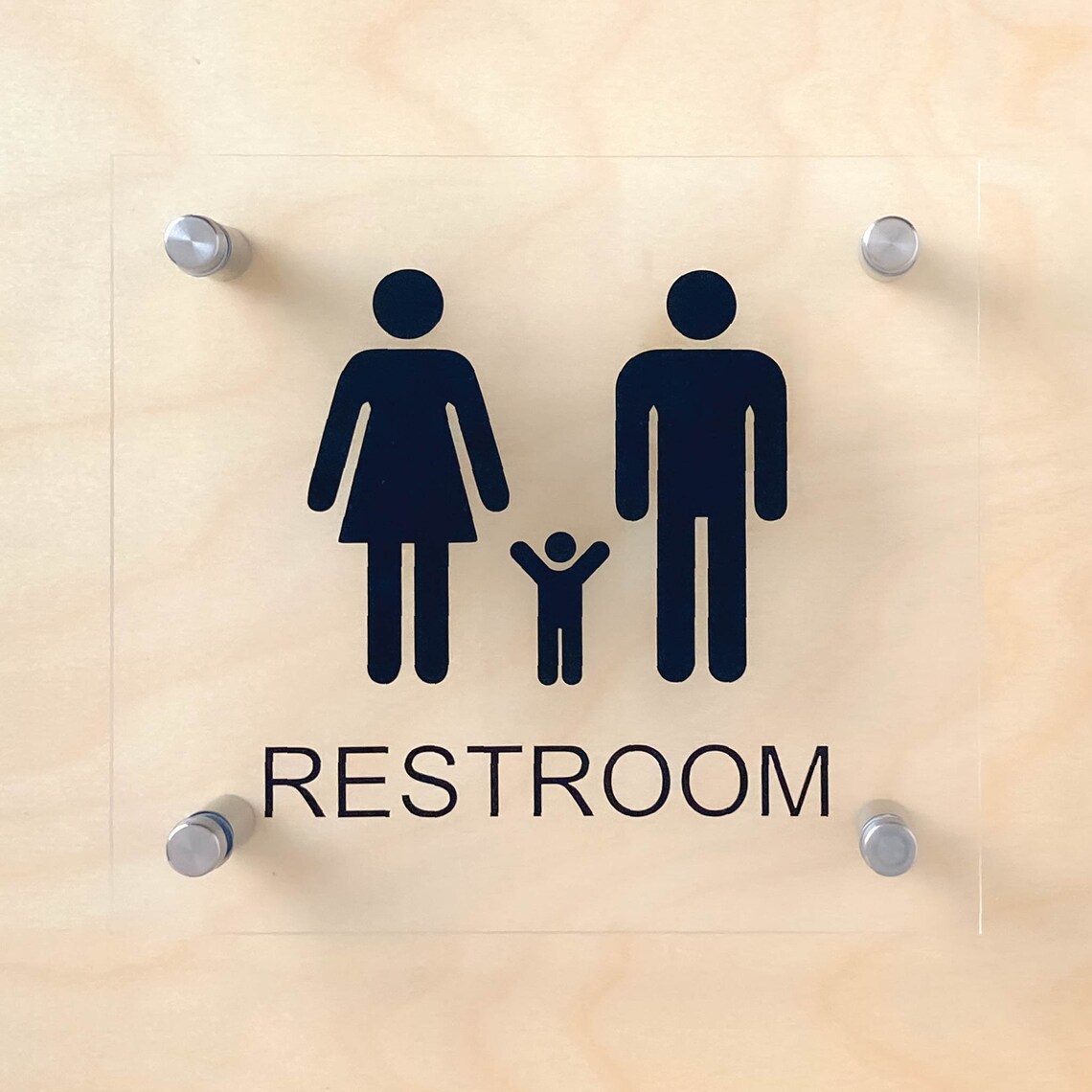 Acrylic Restroom Sign for Washroom Doors With Stand off Toliet Sign - Etsy