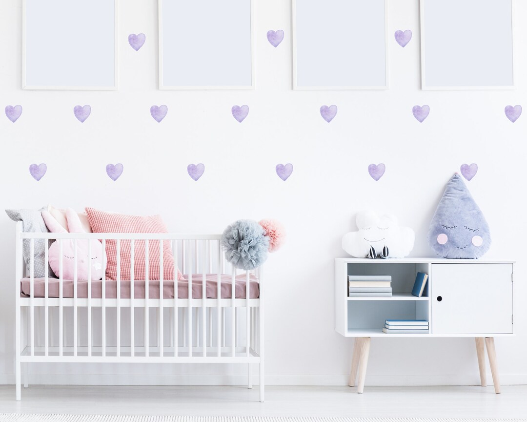 Purple Heart Shape Decals Wall Decor Stickers Bedroom Wall Graphics ...