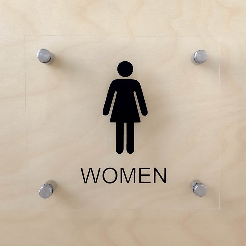 Acrylic Restroom Sign for Washroom Doors With Stand off Toliet Sign - Etsy