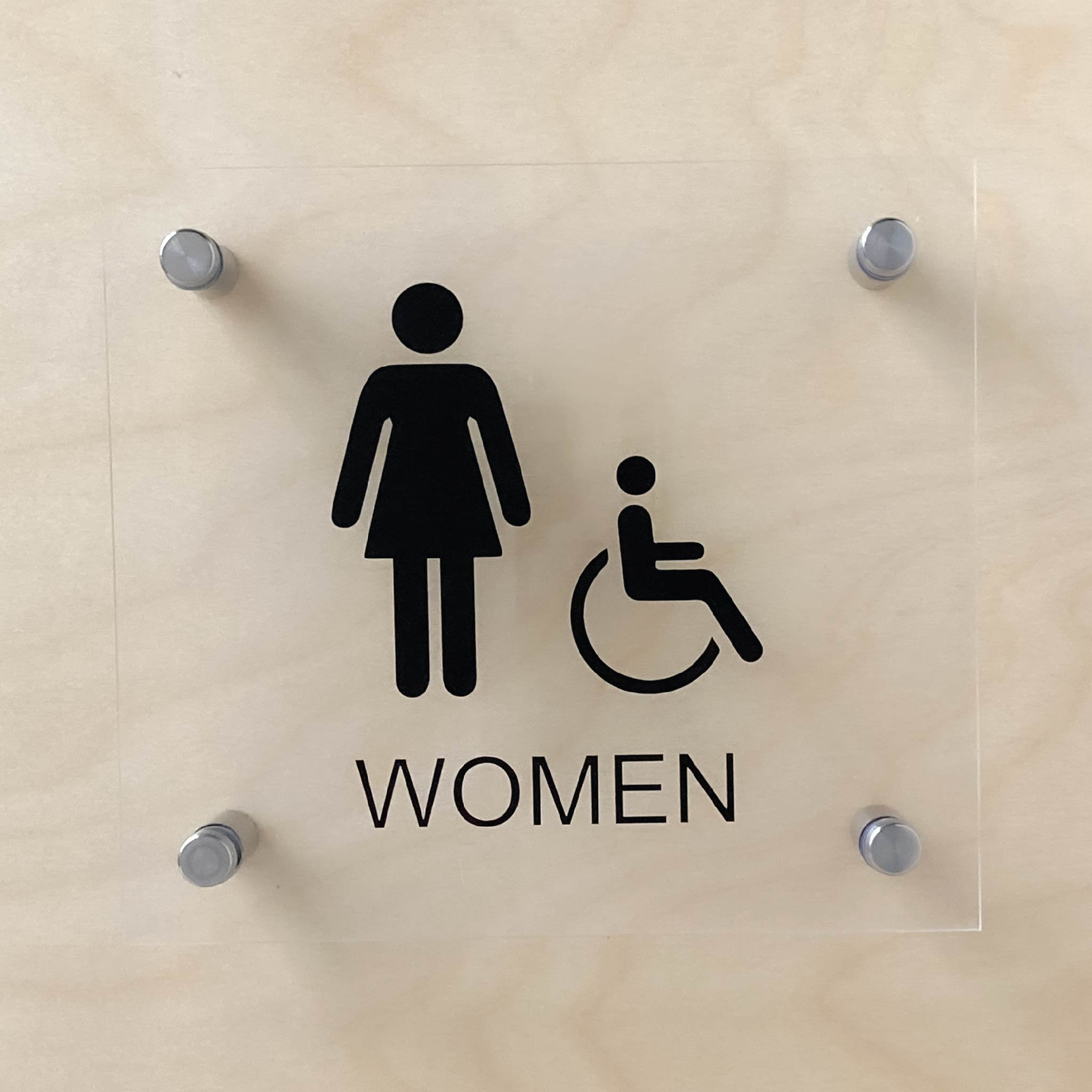 Acrylic Restroom Sign for Washroom Doors With Stand off Toliet Sign ...