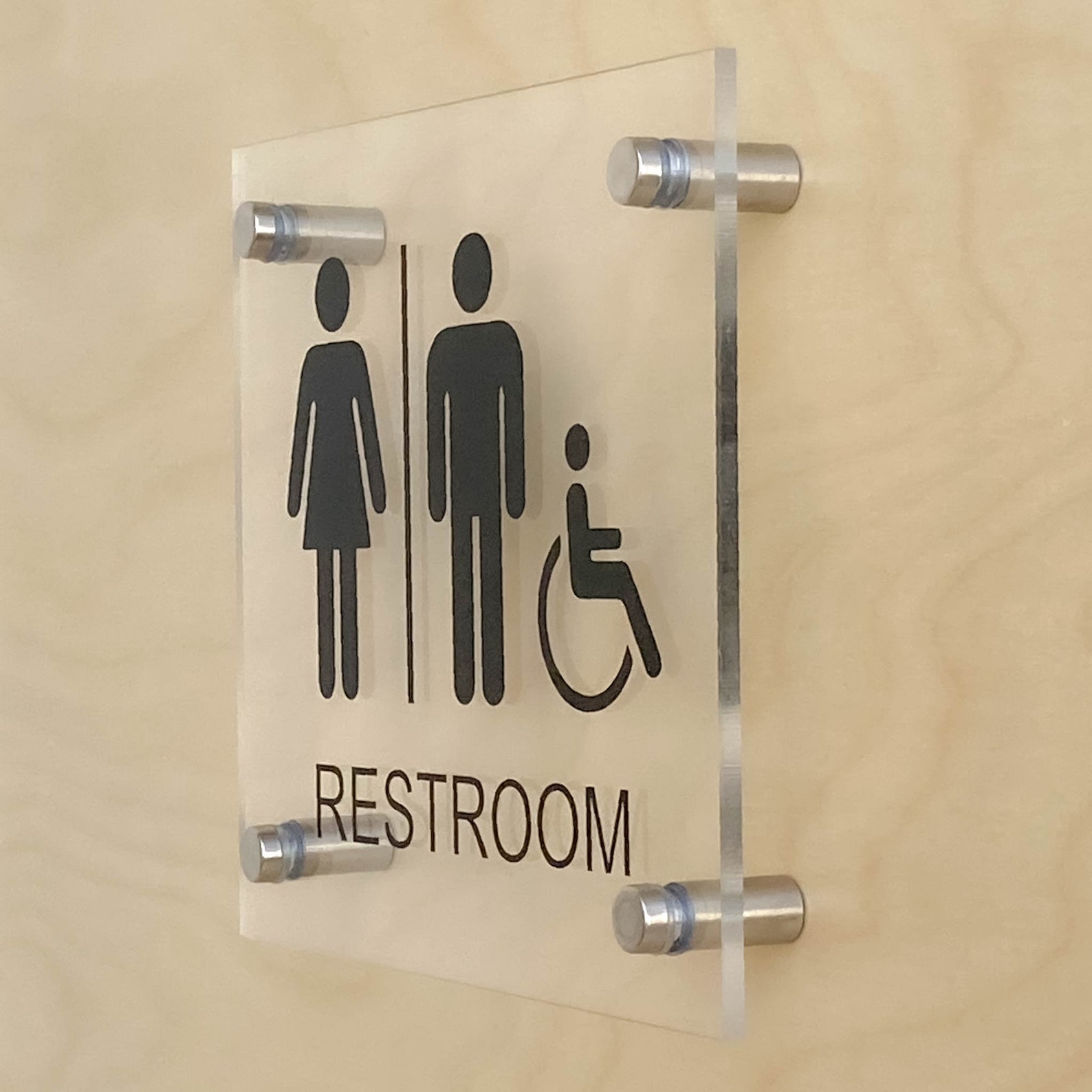 Acrylic Restroom Sign for Washroom Doors With Stand off Toliet Sign - Etsy