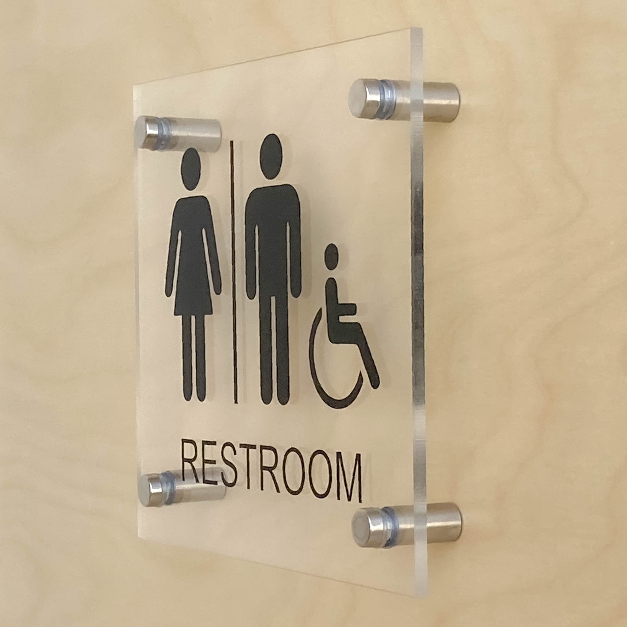 Acrylic Restroom Sign for Washroom Doors With Stand off Toliet Sign - Etsy