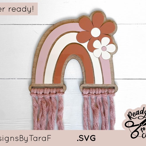 SVG Floral Rainbow Macrame Nursery Sign Girls Nursery Round - Etsy