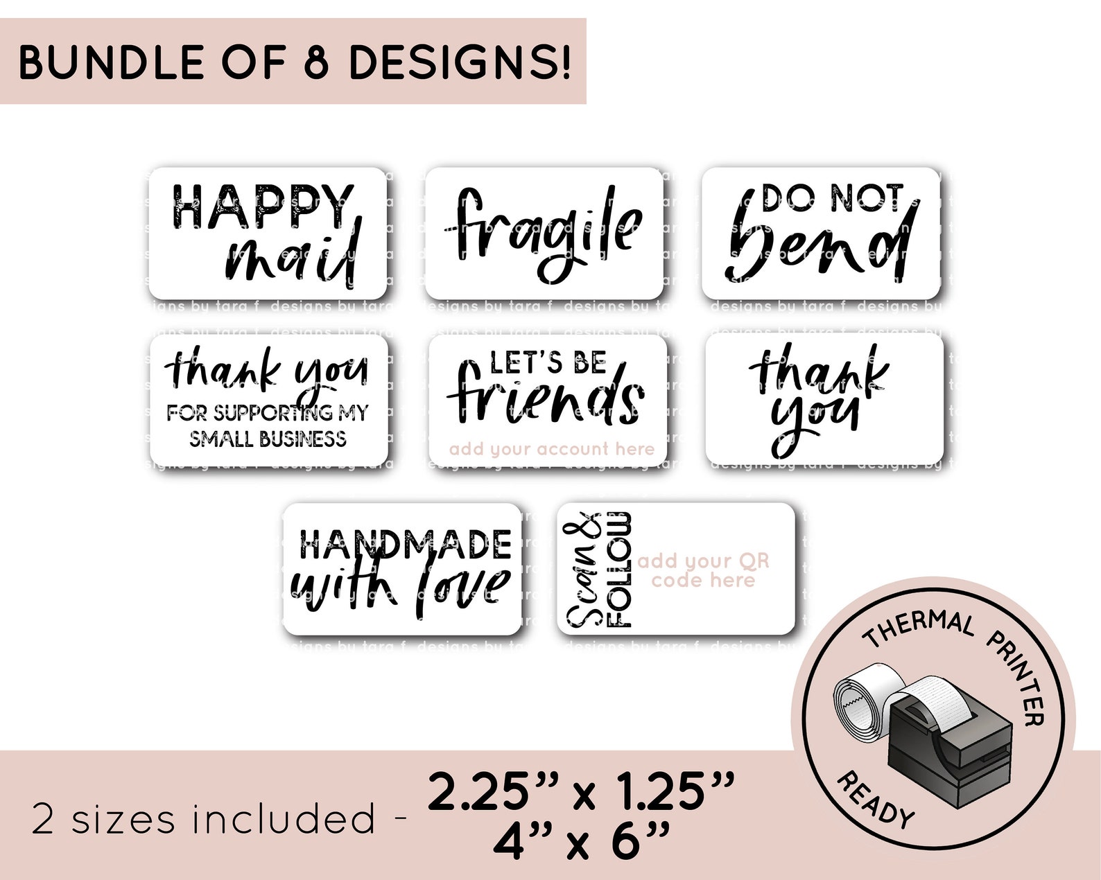 BUNDLE Thermal Printer PDF Label Design Label Template - Etsy