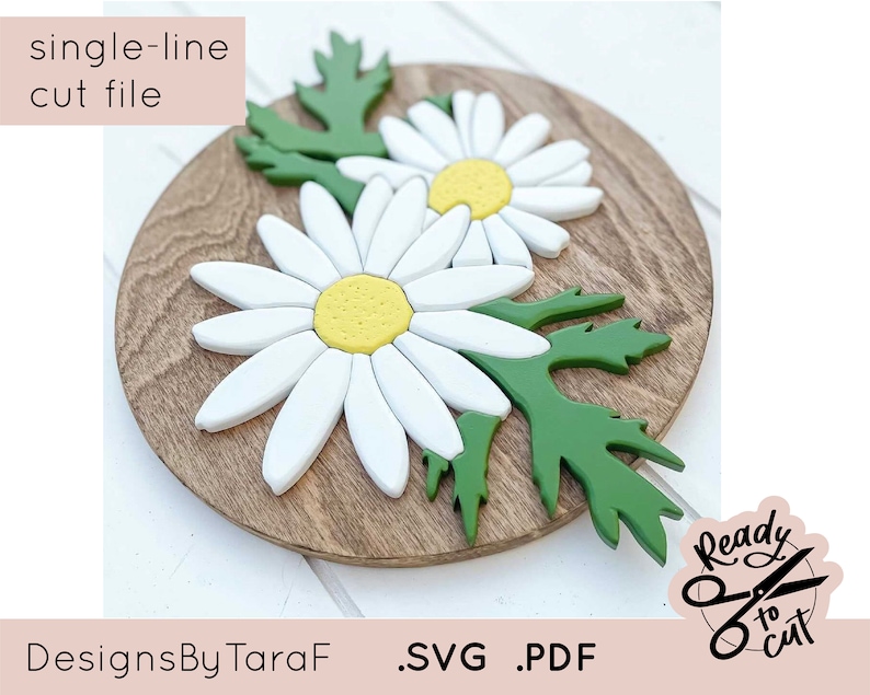 SVG Single Line Daisy Floral Flowers Leaves Leafy Nursery Sign - Laser ...