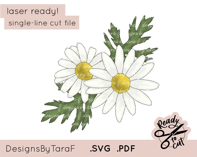 SVG Single Line Daisy Floral Flowers Leaves Leafy Nursery Sign - Etsy