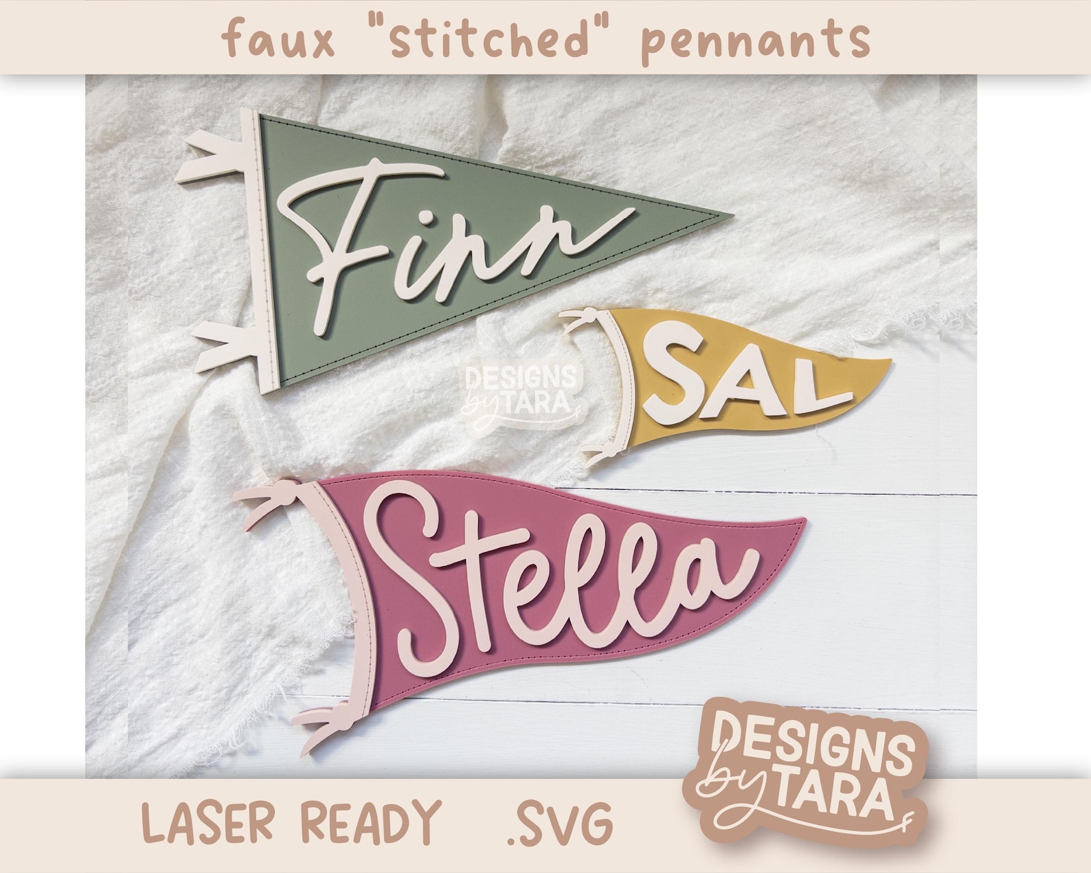 Pennant Banner SVG | Faux Stitching Flag Sign for Laser Cutters Laser ...