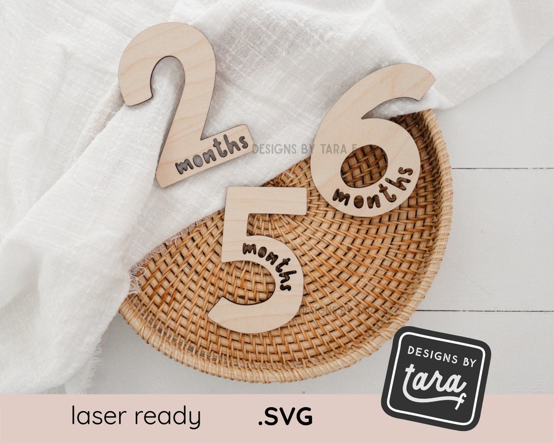 SVG Laser Monthly Milestones Numbers Minimalist Glowforge File, Laser ...
