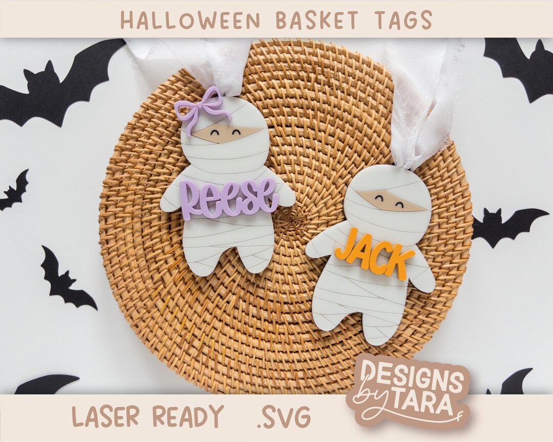 Mummy Name Tag SVG | Halloween Gift Tag Digital File for Lasers ...