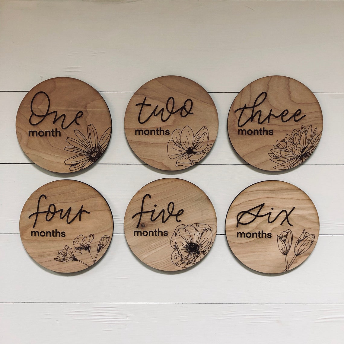 Floral Round Monthly Milestone SVG Glowforge File Laser Cut - Etsy