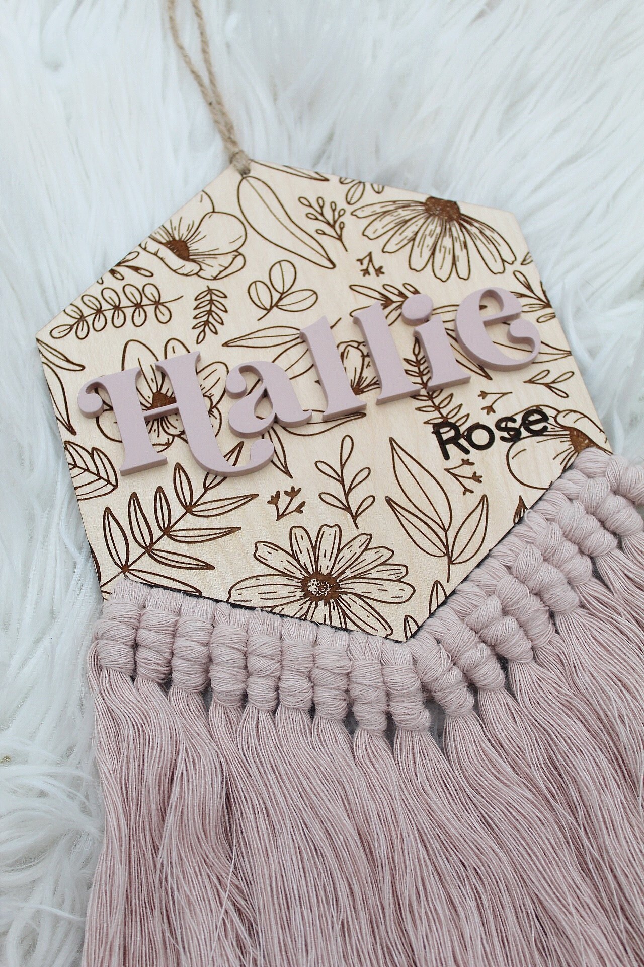 SVG She is a Wildflower Nursery Sign Macrame Girls Nursery Round ...
