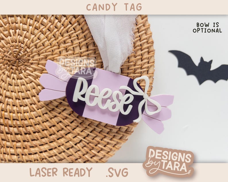 Candy Name Tag SVG | Halloween Basket Tag Digital File for Lasers ...