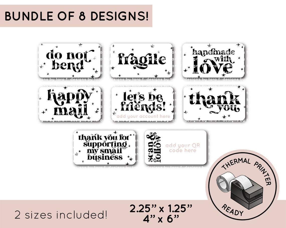 BUNDLE Thermal Printer PDF Label Design - Label Template - Small ...