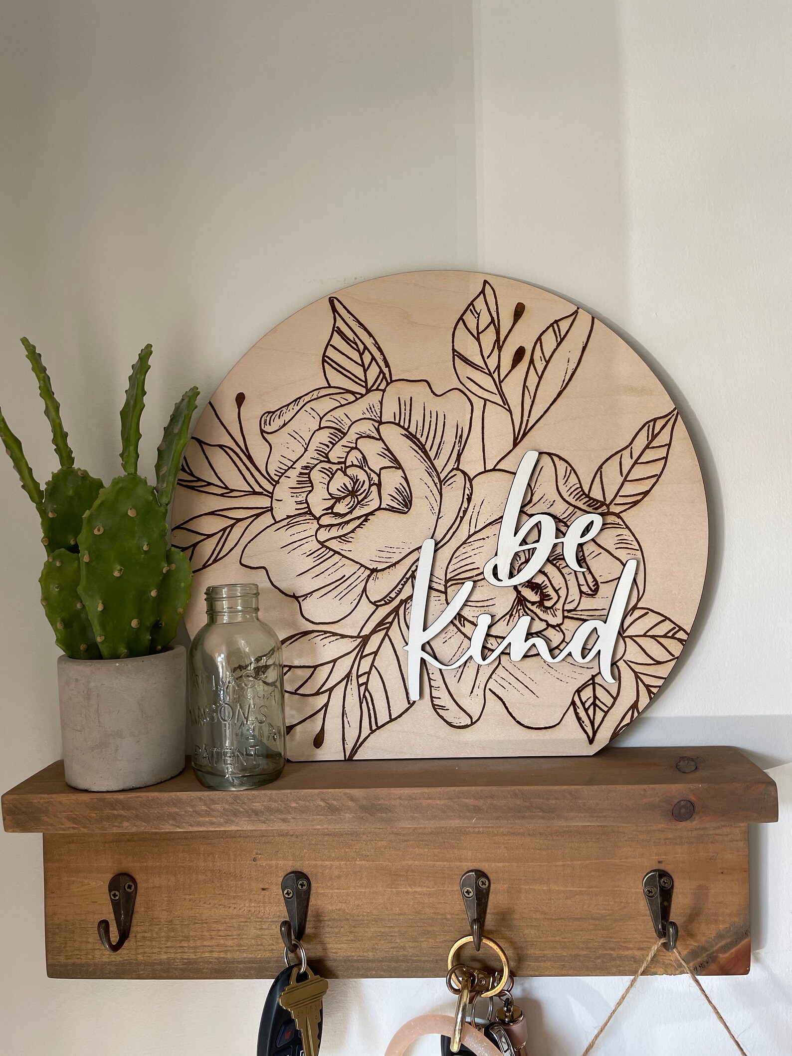 Floral Flowers Be Kind Round Nursery Sign SVG, Glowforge File, Laser ...