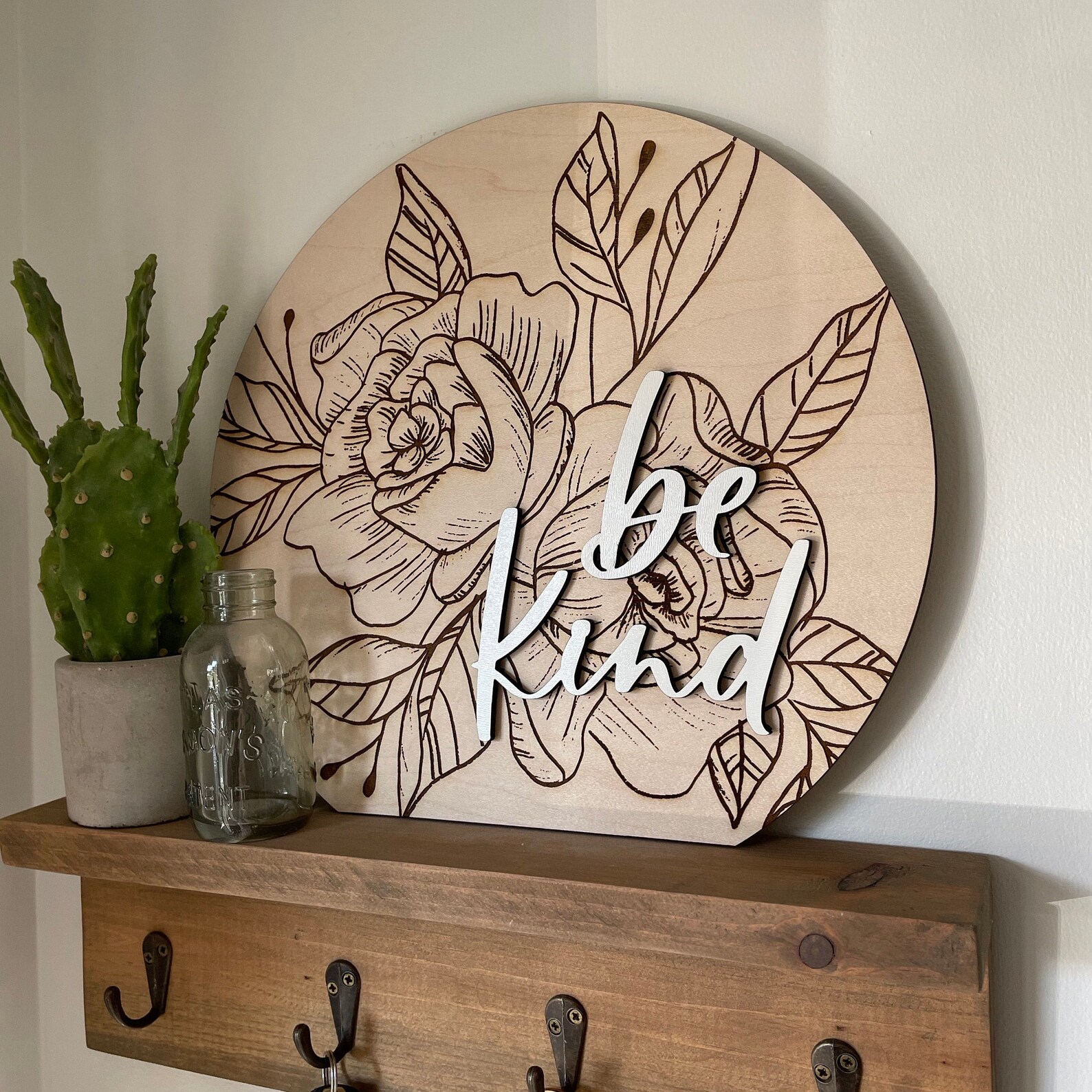 Floral Flowers Be Kind Round Nursery Sign SVG Glowforge File - Etsy Canada