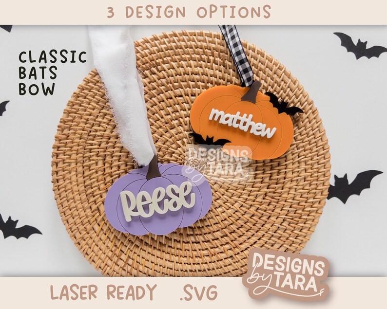 Pumpkin Name Tag SVG | Halloween Basket Tag Digital File for Lasers ...