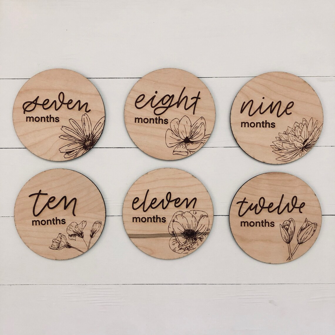 Floral Round Monthly Milestone SVG Glowforge File Laser Cut - Etsy