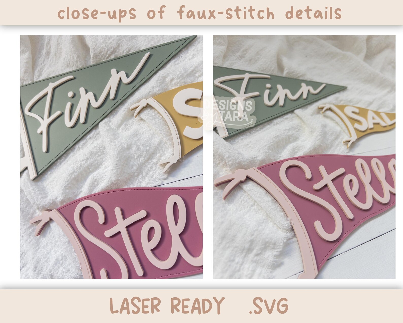 Pennant Banner SVG | Faux Stitching Flag Sign for Laser Cutters Laser ...