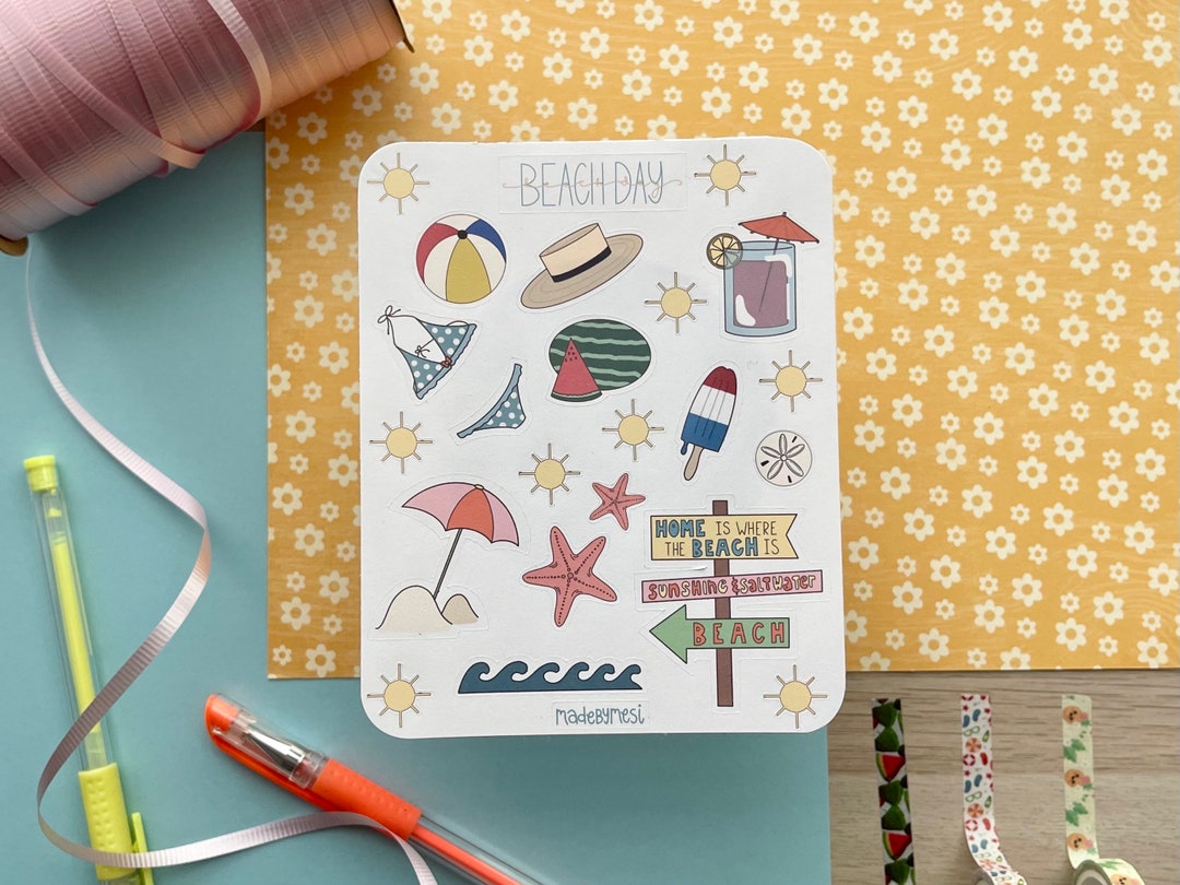 Beach Day Sticker Sheet Bullet Journal/planner/scrapbook - Etsy