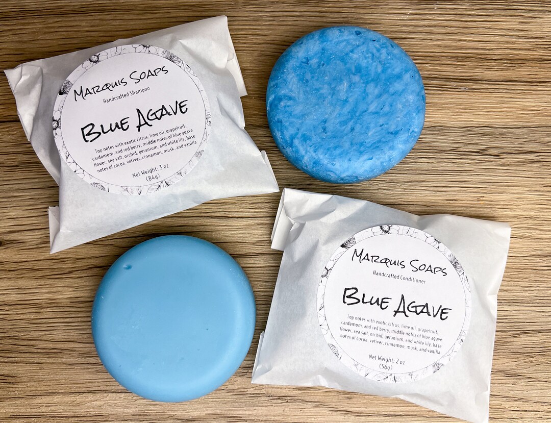 Blue Agave Solid Shampoo and Conditioner Bar Set Syndet Shampoo ...