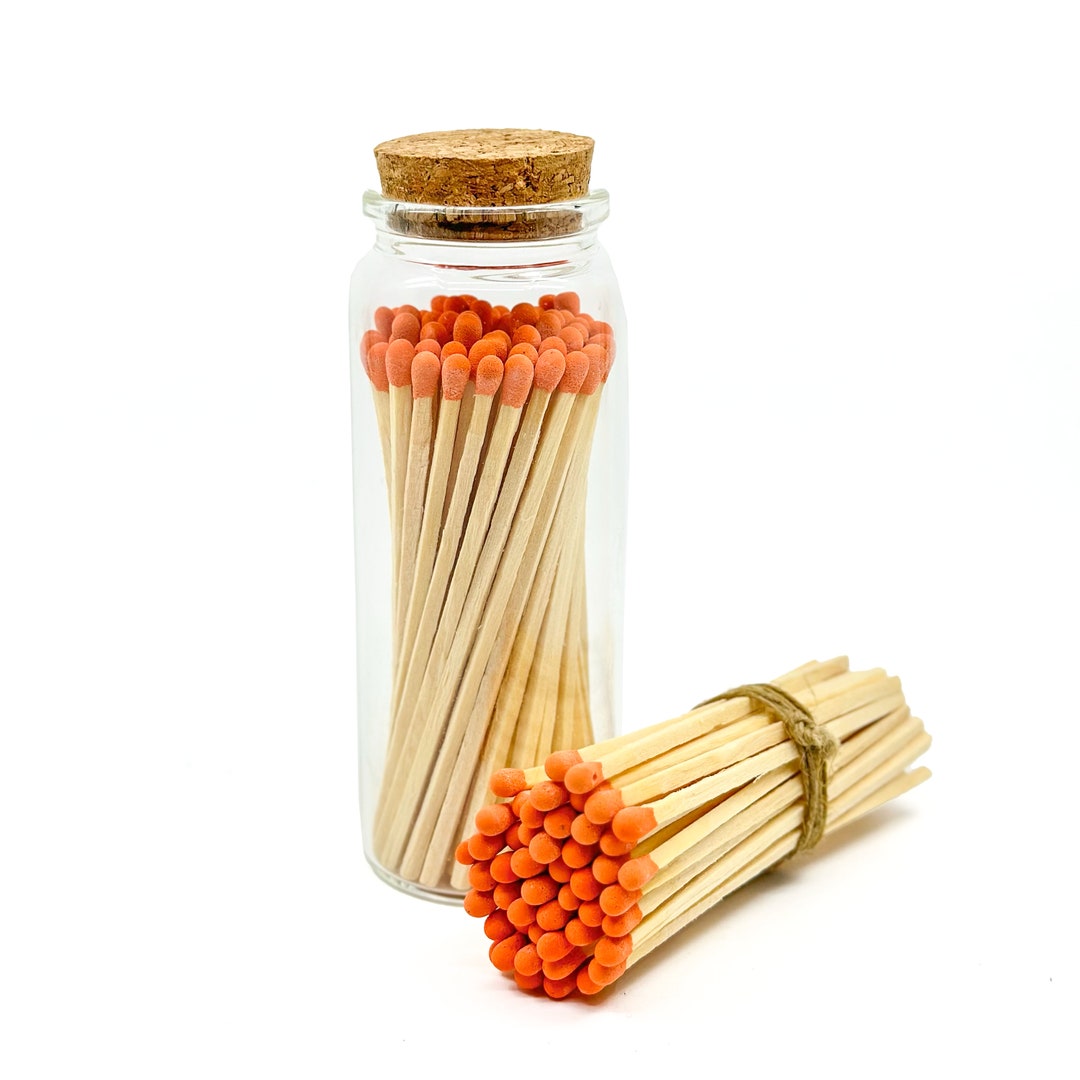 Orange - 4" - Matchsticks in Jar - Perfect for Gifts, Match Holder ...