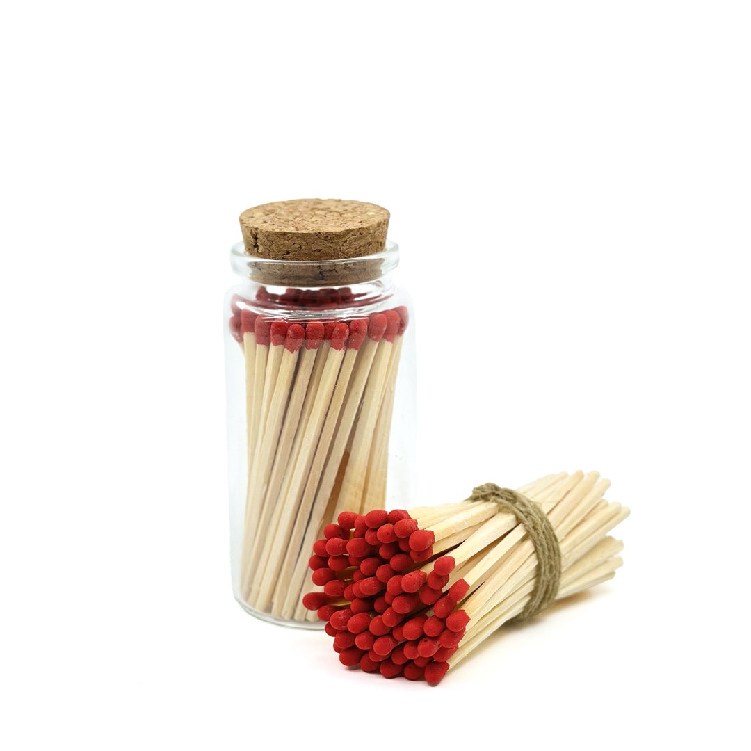 Red - 3" - Matchsticks in Jar - Perfect for Gifts, Match Holder Bottle ...