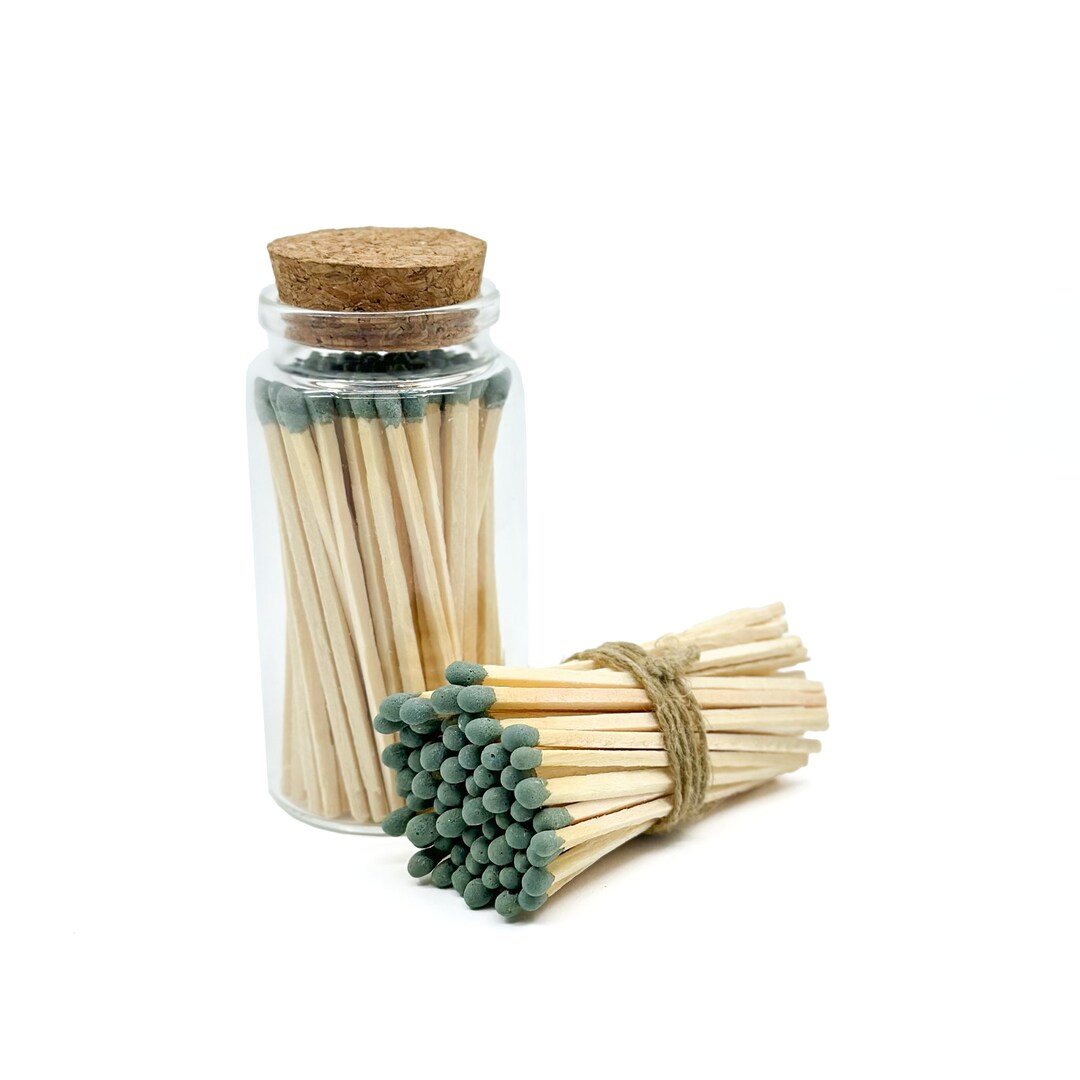 Dark Green - 3" - Matchsticks in Jar - Perfect for Gifts, Match Holder ...