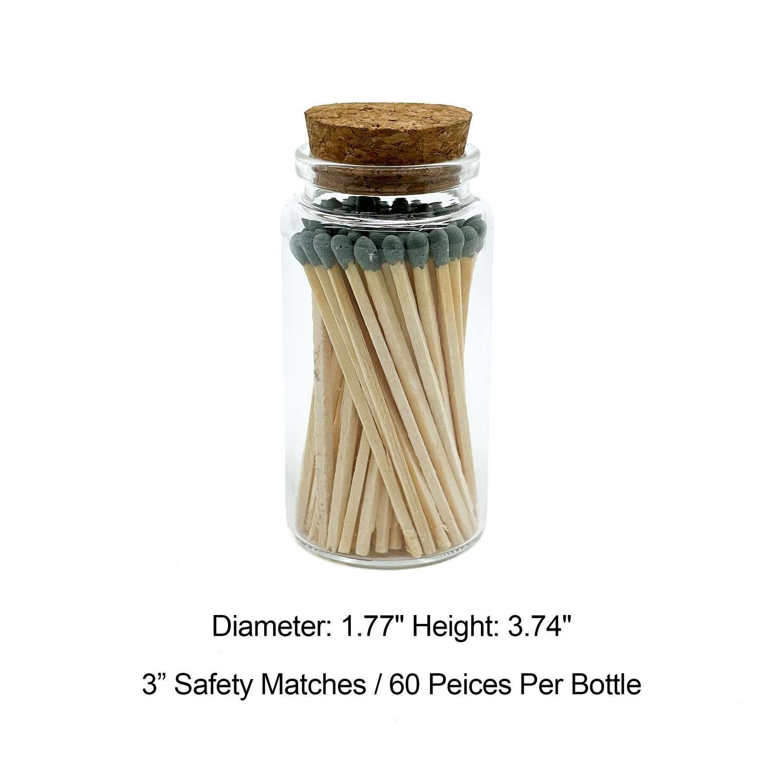 Dark Green - 3" - Matchsticks in Jar - Perfect for Gifts, Match Holder ...