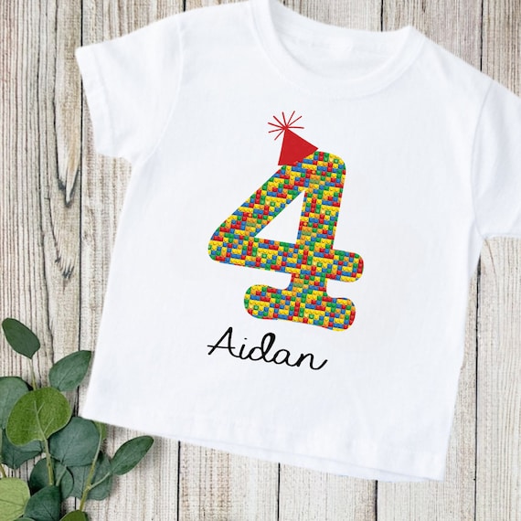 Lego Themed Birthday Shirt Building Block Birthday Shirt Persionalized